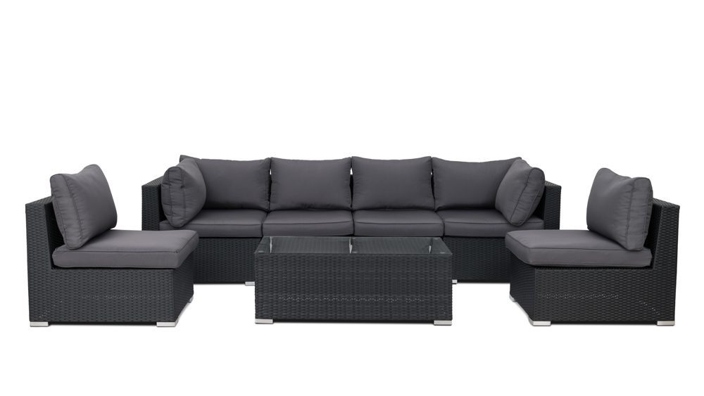 Outdoor Lounge Set 7pc Noosa Black Long CT - Outdoor Gallery - Outdoor ...